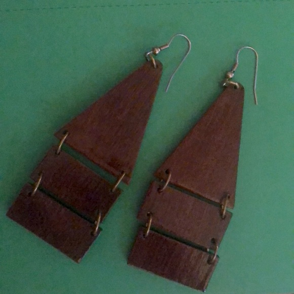 Jewelry | Wooden Triangle Shaped Earrings | Poshmark
